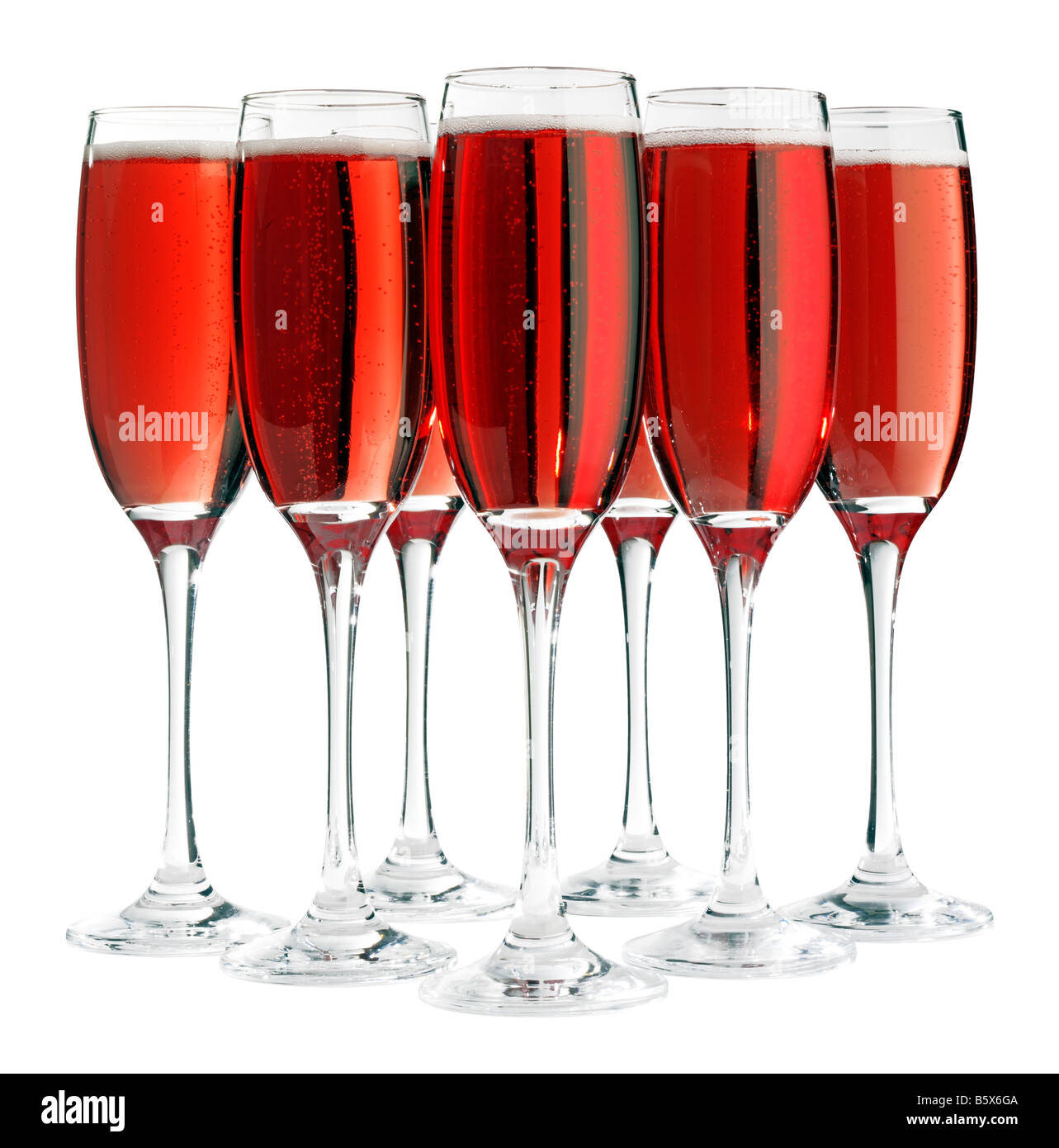 SEVEN GLASSES OF PINK CHAMPAGNE Stock Photo - Alamy