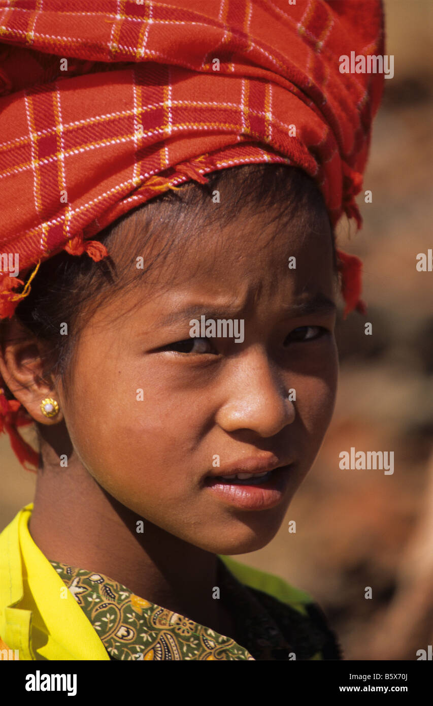 Portrait of a Pa-O girl Wearing Headscarf at Taung To village on the ...