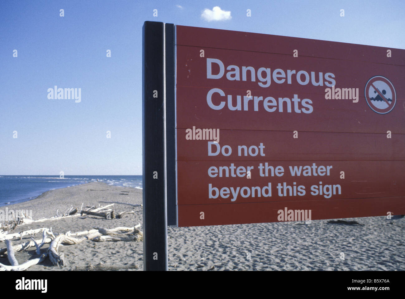 No Swimming Sign at Point Pelee National Park Stock Photo - Alamy