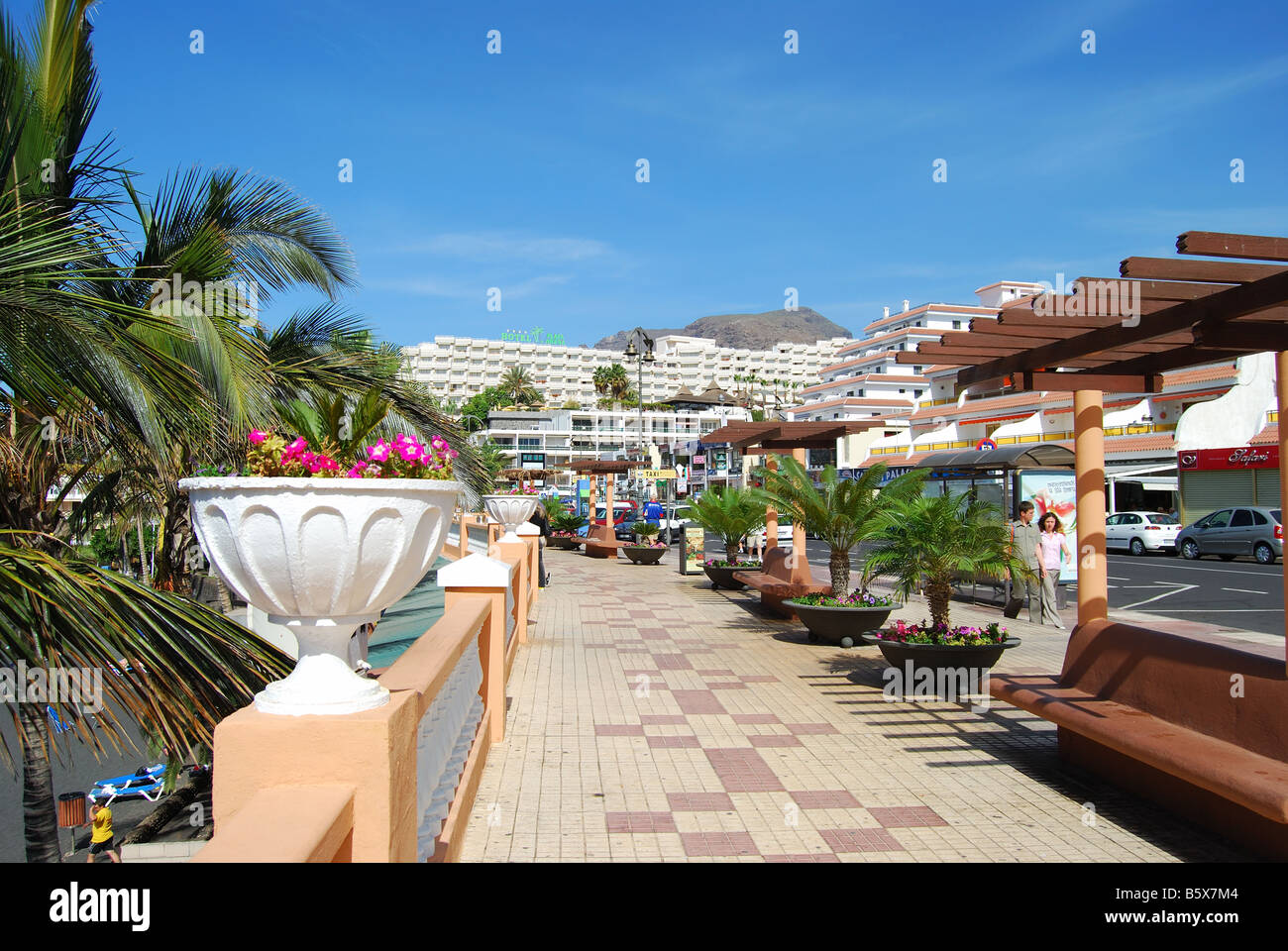 Beach and promenade, Playa de la Arena, Puerto de Santiago, Tenerife ...