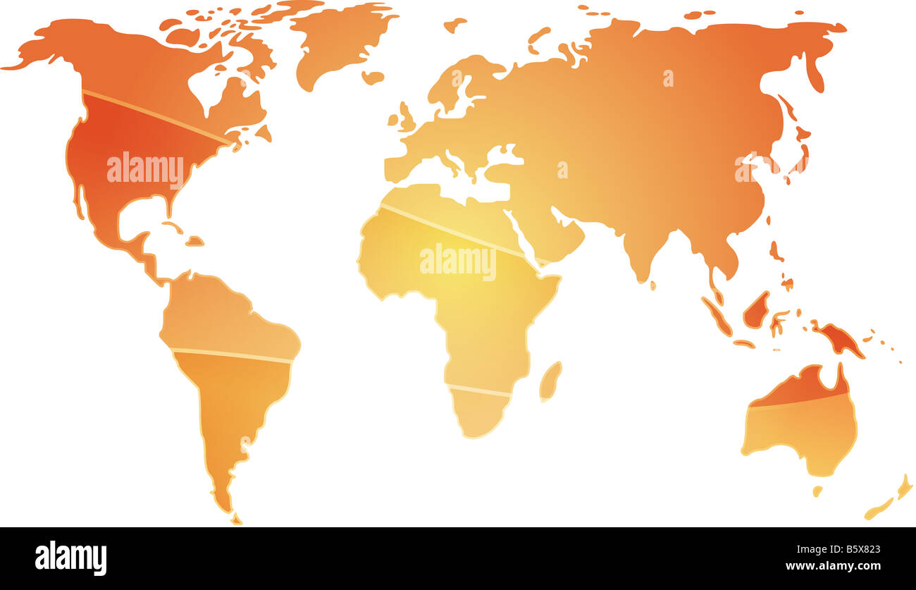 Map of the world illustration simple outline gradient colors Stock ...