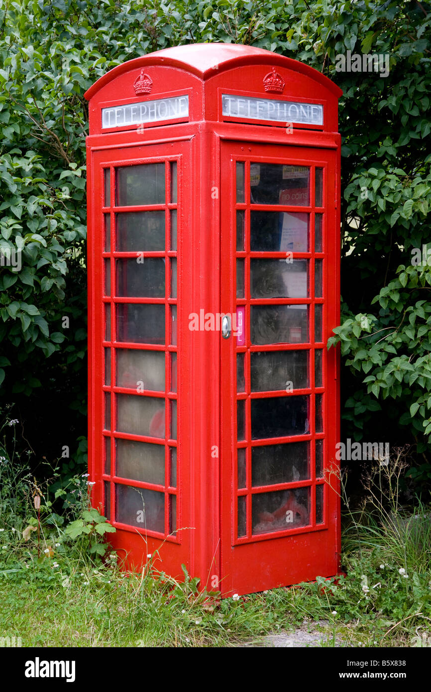 A telephone box standing by the side of a country lane in North ...