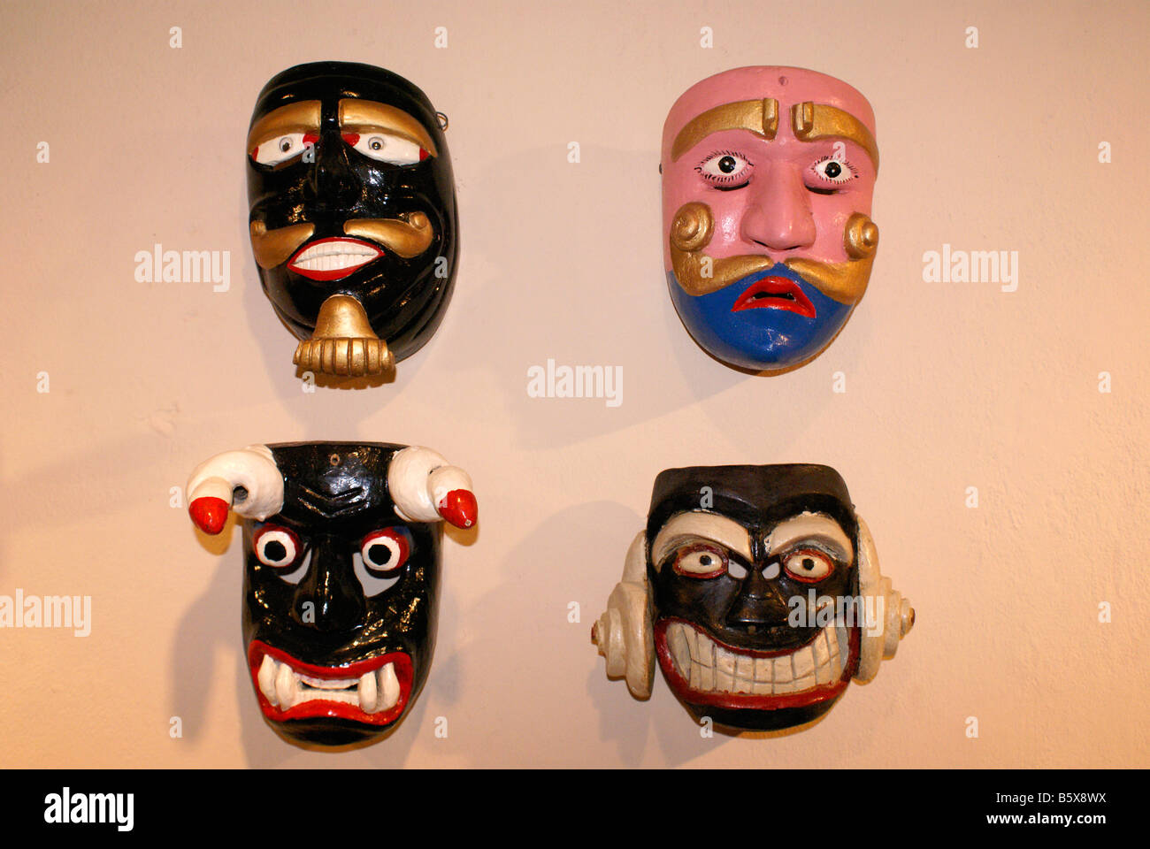 Ceremonial masks of Moros y Cristianos in the Museo de Arte Popular or ...