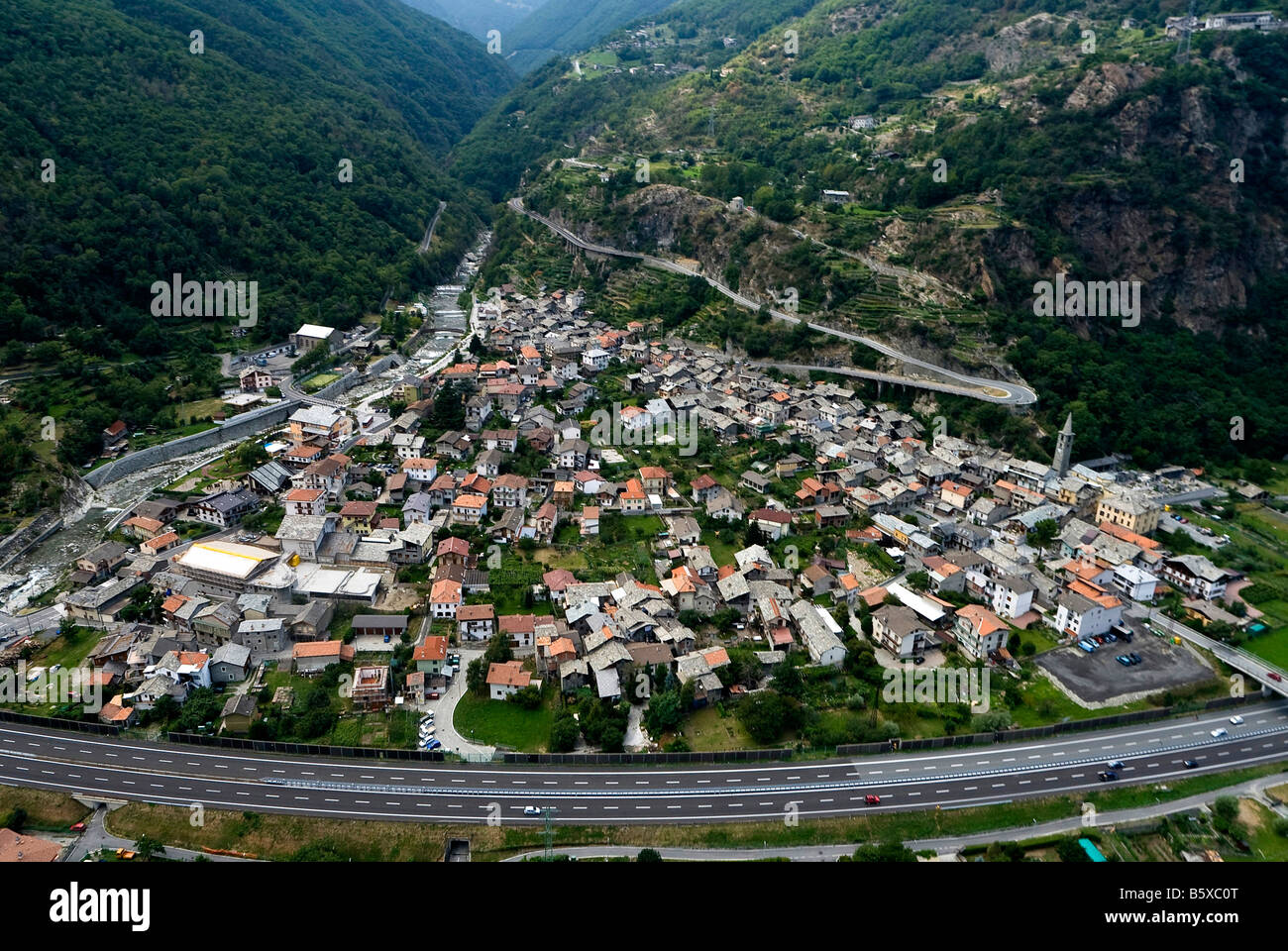Aerial view Hone Valle d'Aosta Italy Stock Photo - Alamy