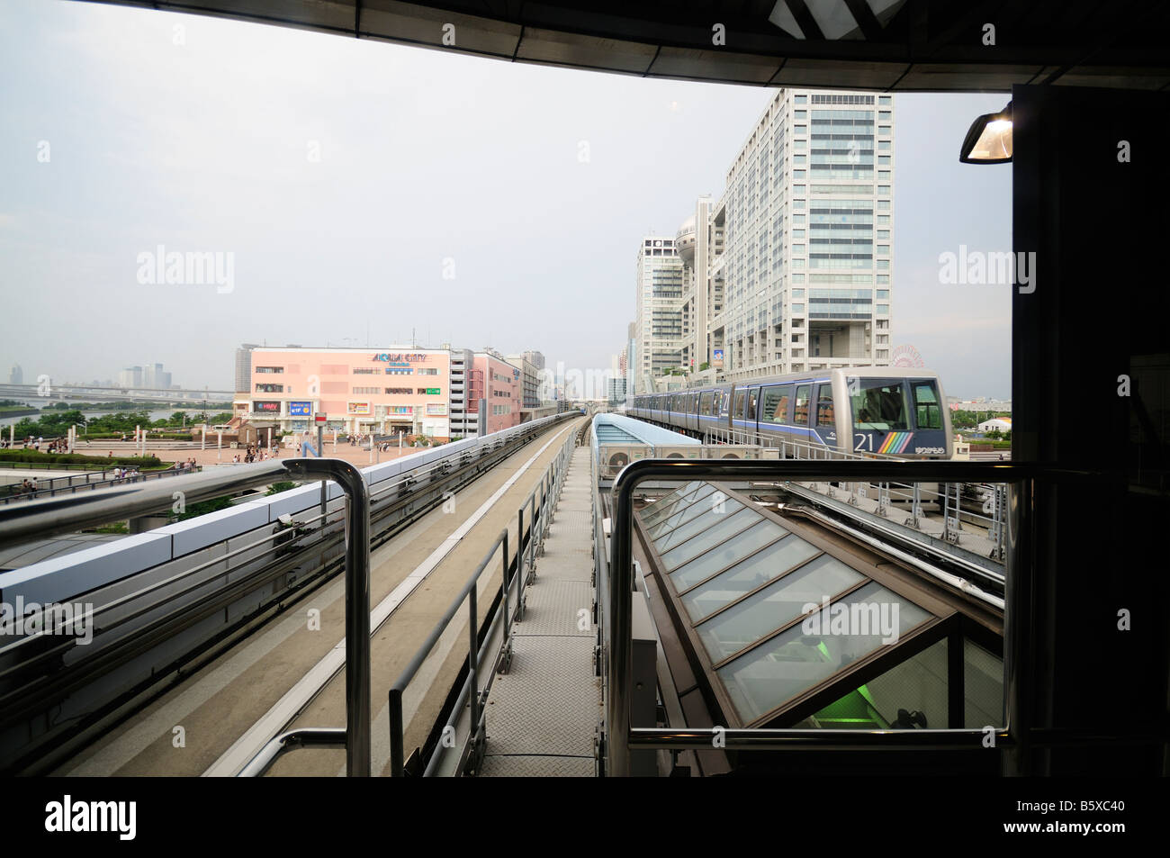 Tracks of Automated guideway transit train (Yurikamome Line) as seen ...