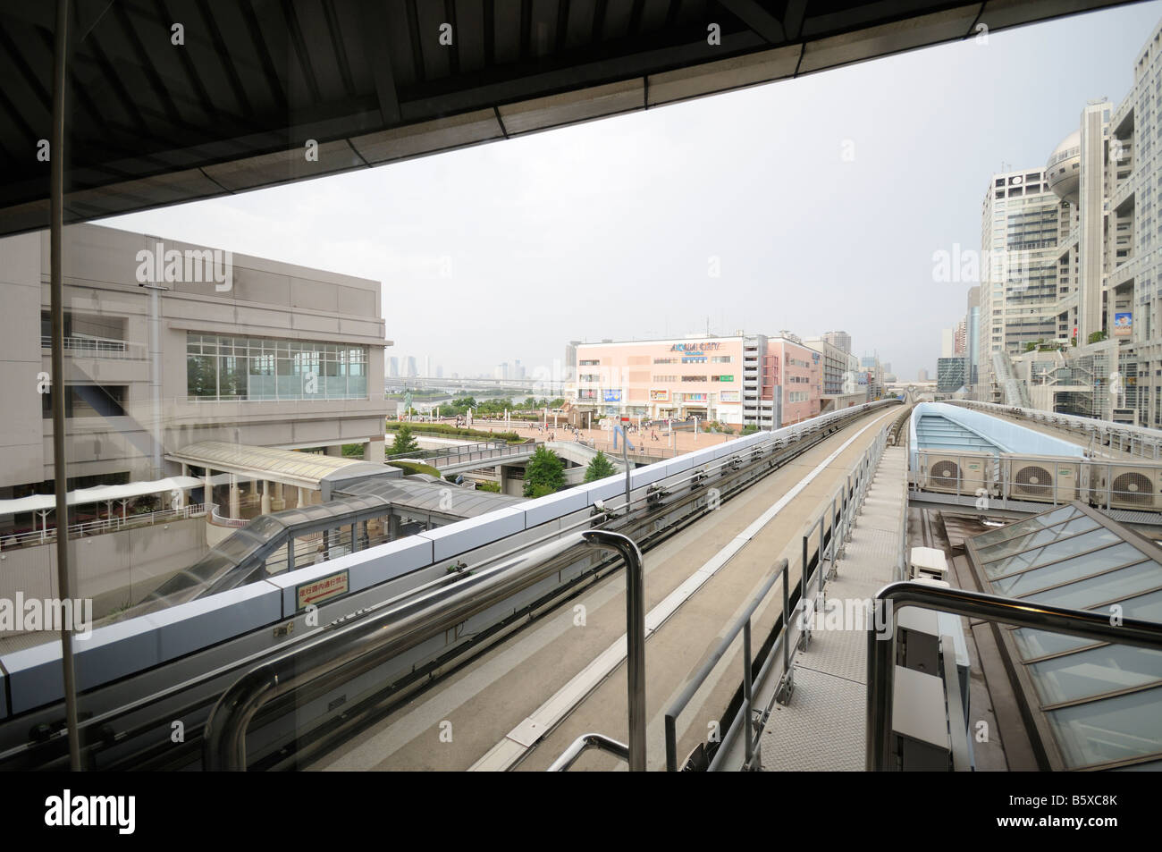 Tracks of Automated guideway transit train (Yurikamome Line) as seen ...