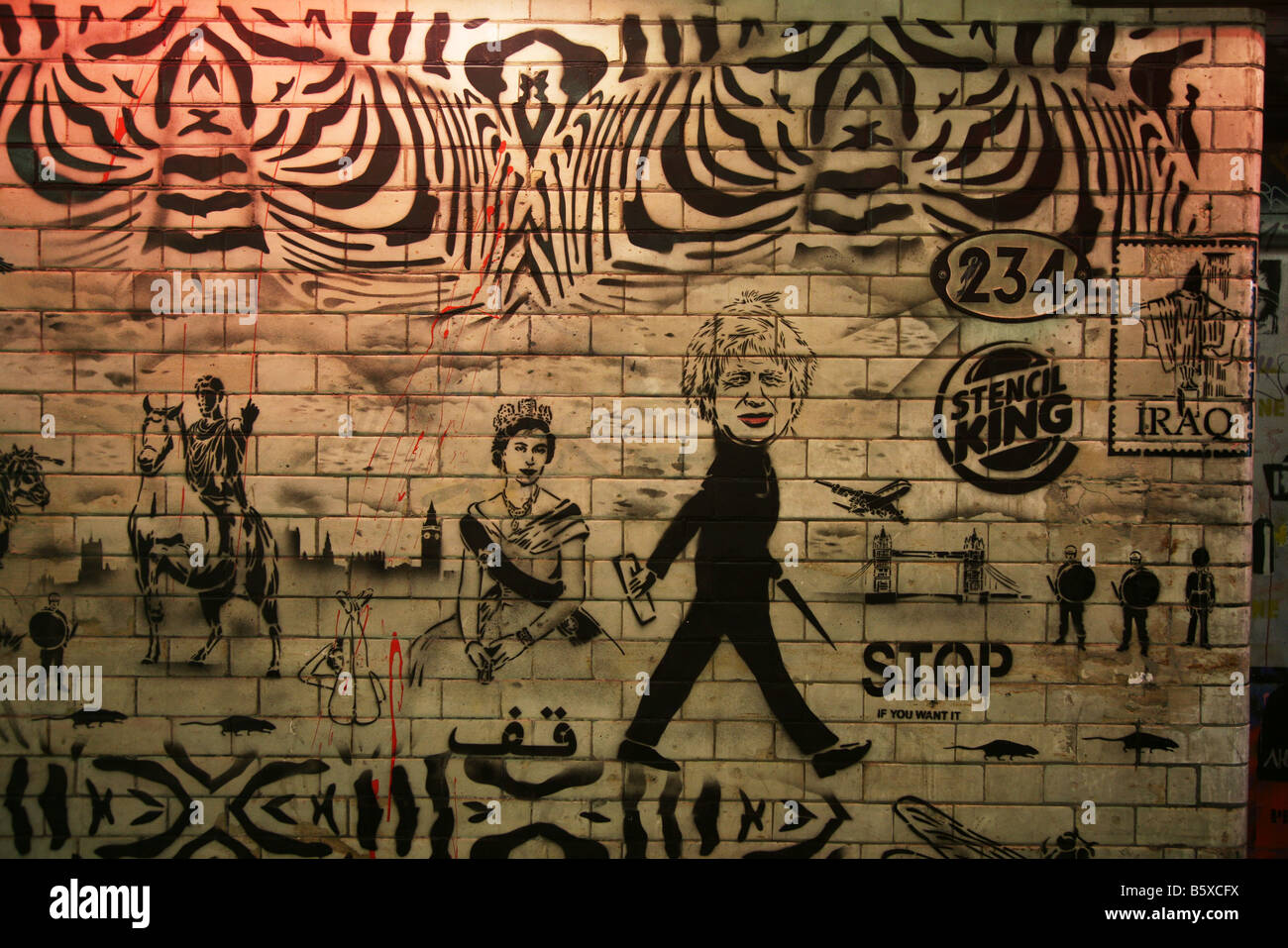 boris johnson Banksy graffiti artist art Stock Photo - Alamy