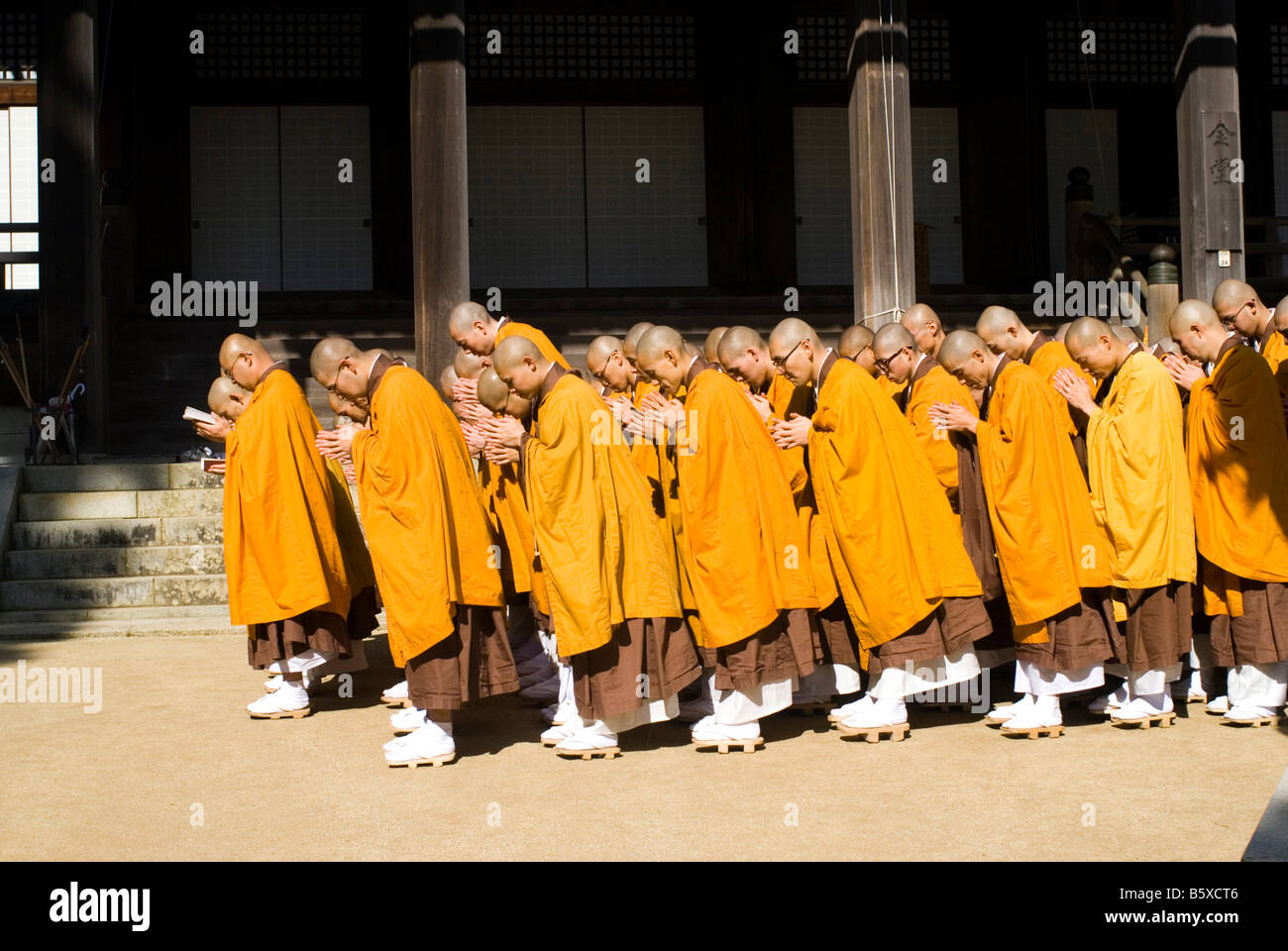 Buddhist shingon monks pray in Danjo Garan Monastery Complex in KOYASAN ...