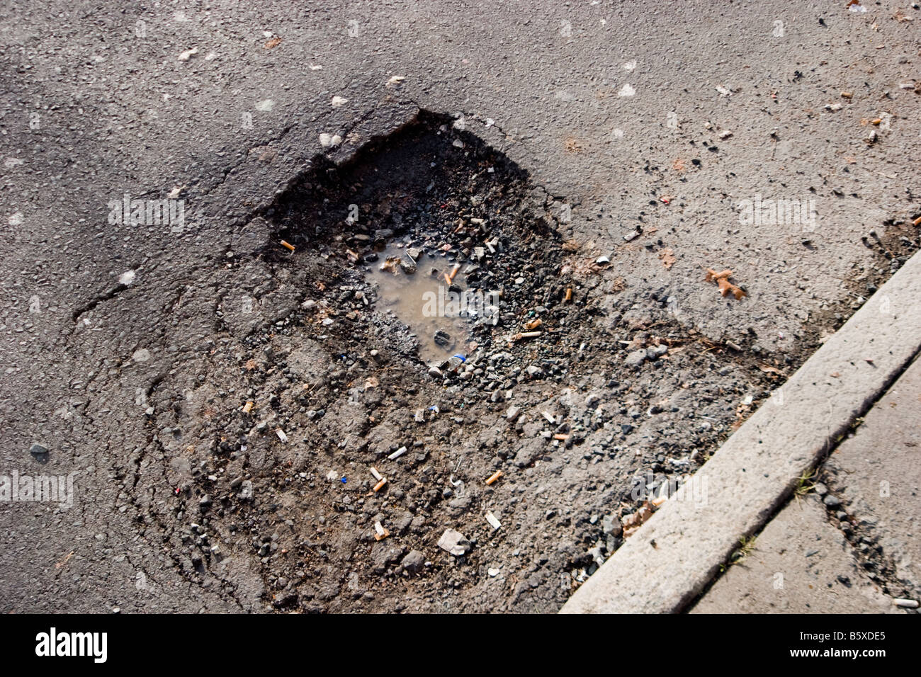 Hole in a city street Stock Photo - Alamy