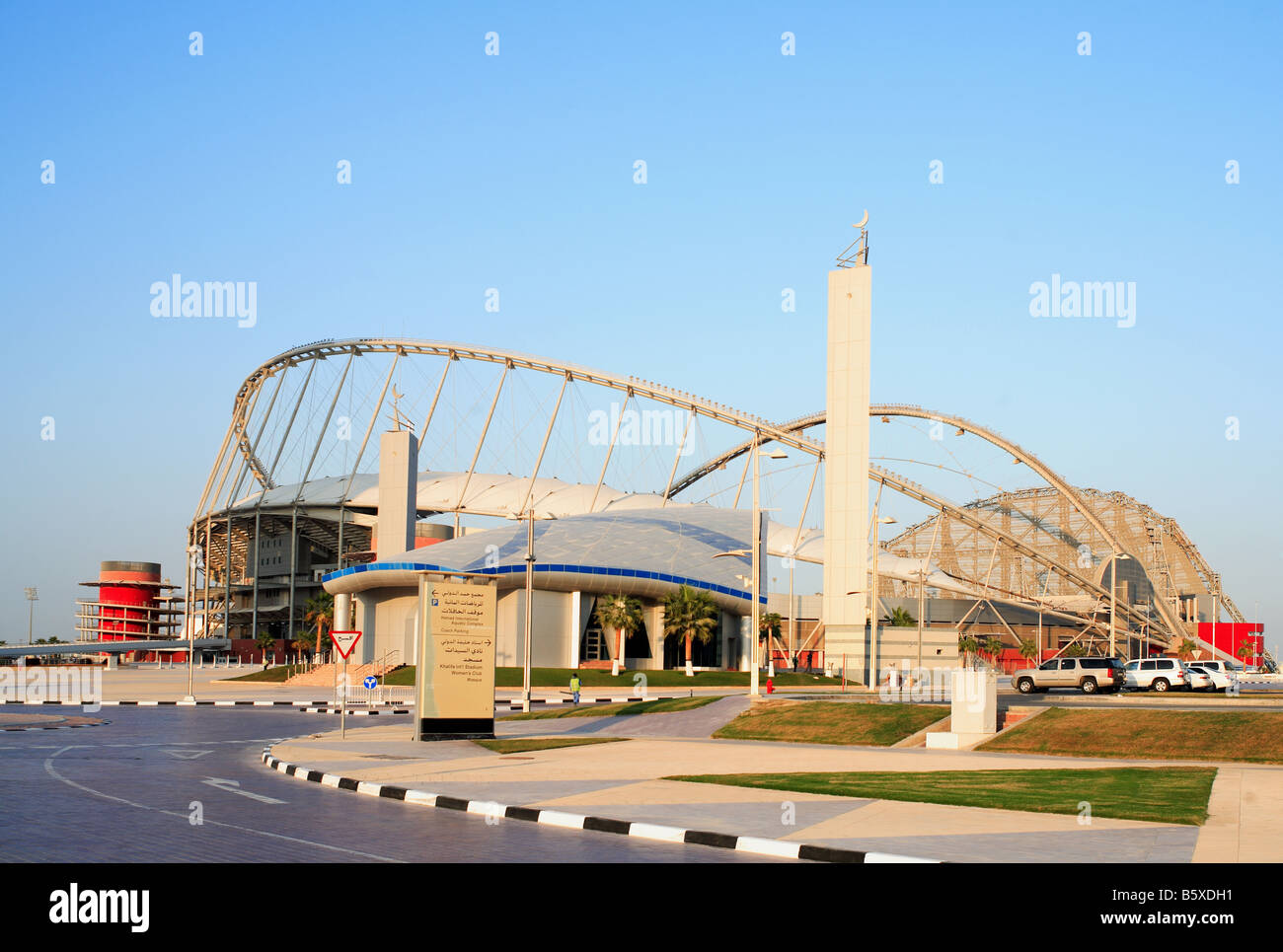A view of the mosque at the Aspire sports academy complex with Khalifa ...
