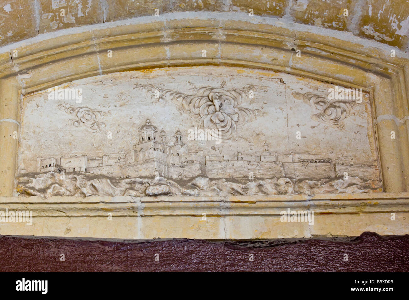 A bass relief sculpture depicting Mdina, just inside the main gate of ...