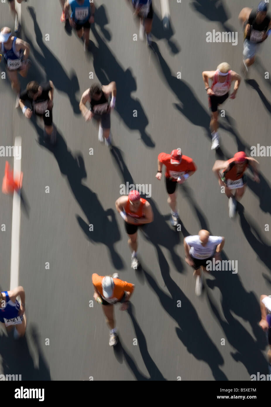 Marathon Runners seen from above Stock Photo - Alamy
