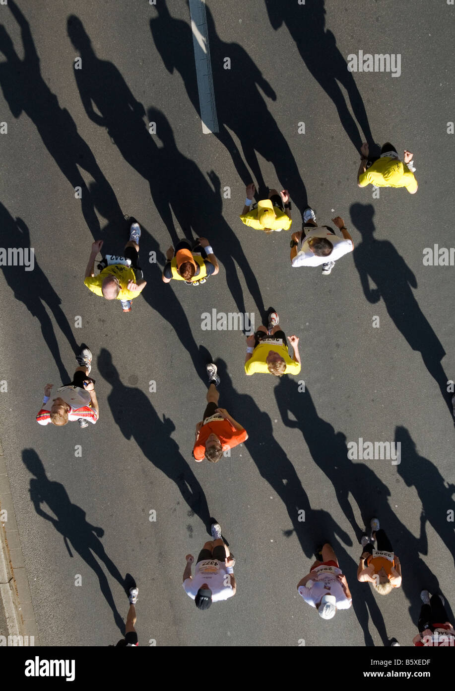 Marathon Runners seen from above Stock Photo - Alamy