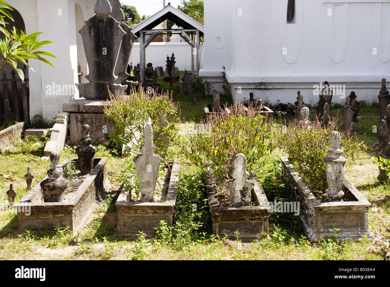 Tombstone in a Malay muslim cemetery in Terengganu, Malaysia Stock ...