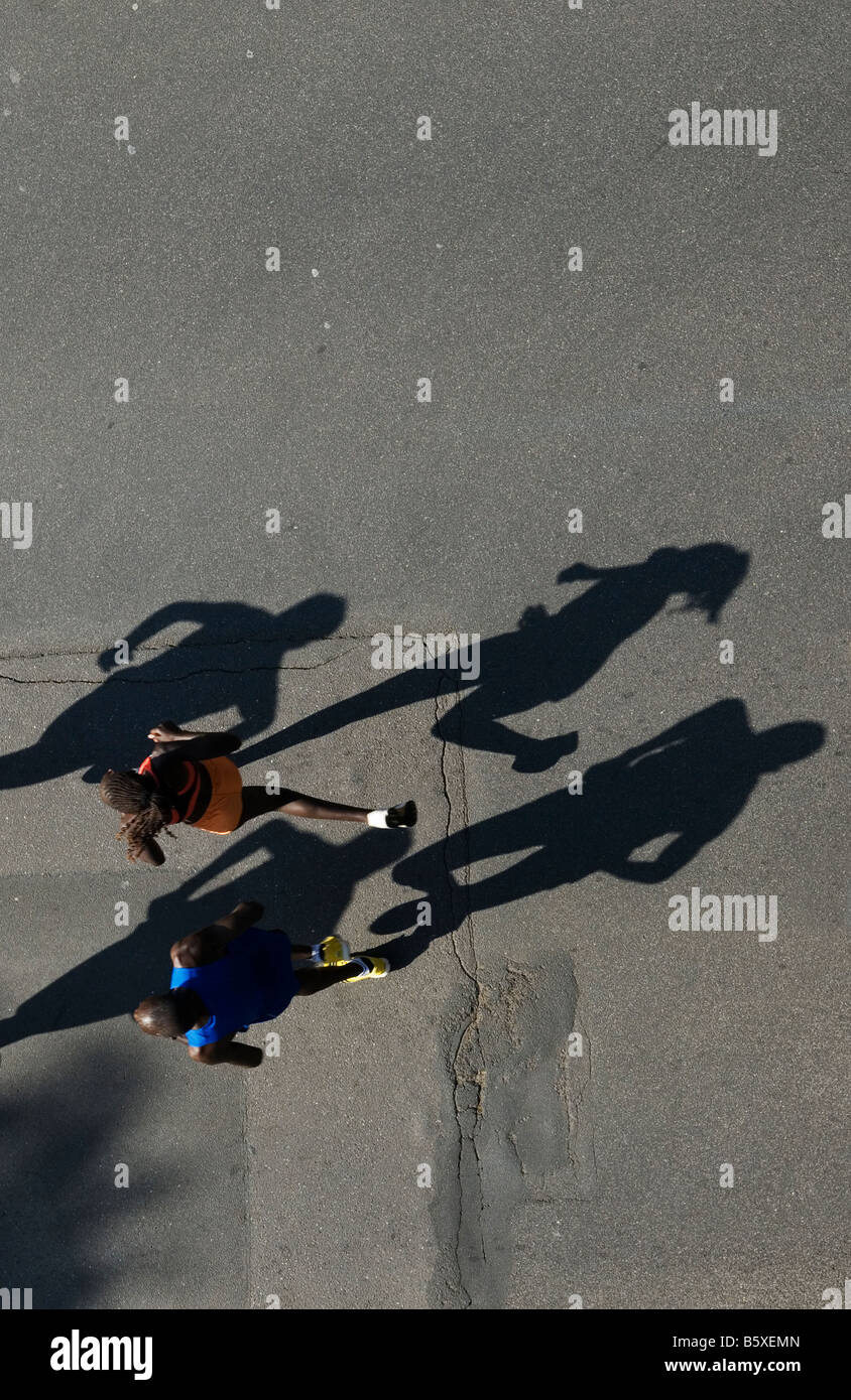 Marathon Runners seen from above Stock Photo - Alamy