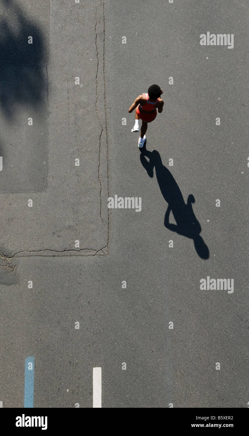 Marathon Runner seen from above Stock Photo - Alamy