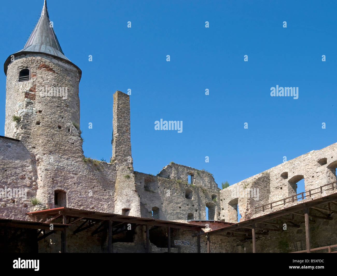 fortress of 13th century with towers inside with museum Haapsalu ...