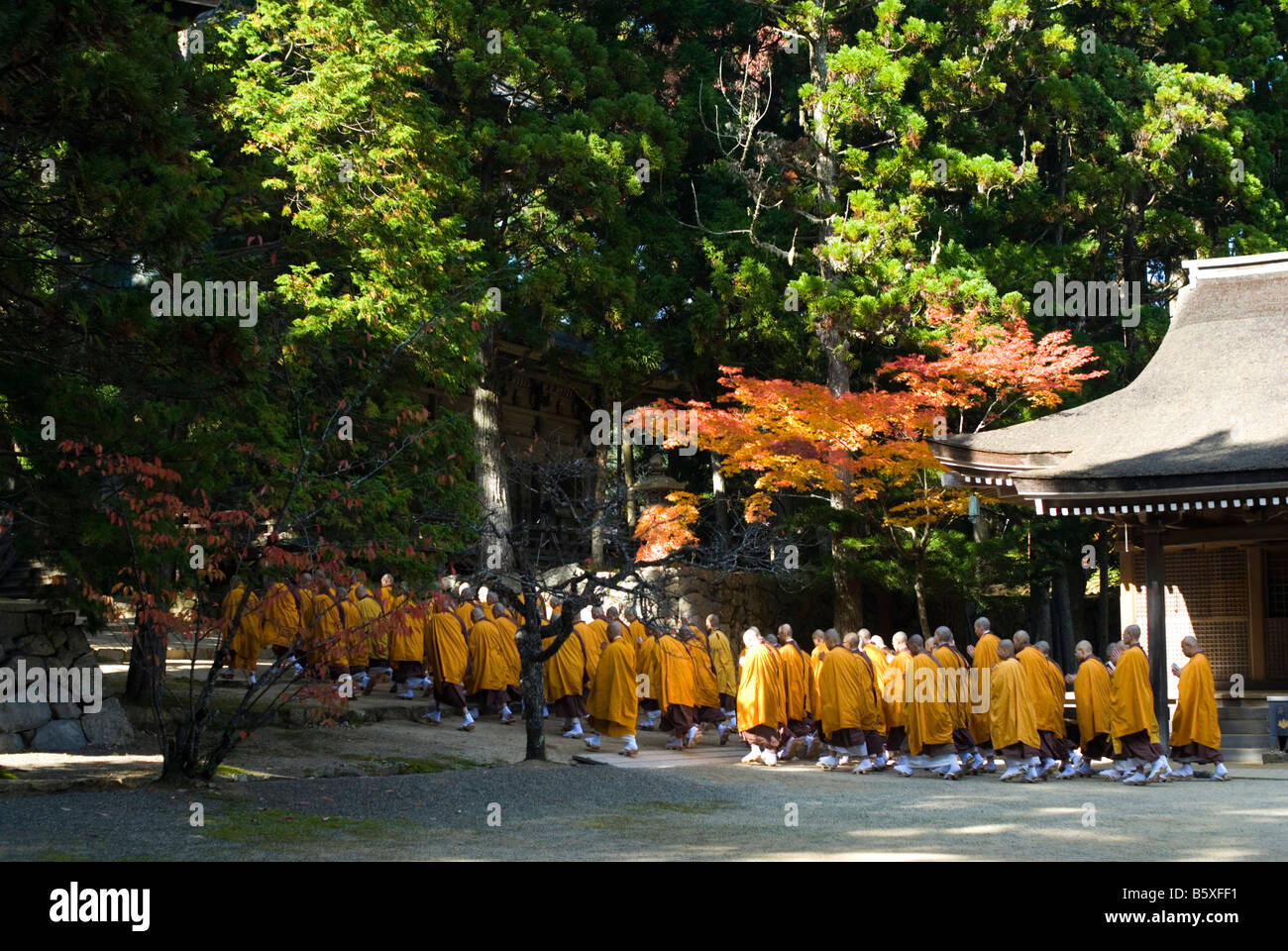 Buddhist shingon monks pray in Danjo Garan Monastery Complex in KOYASAN ...