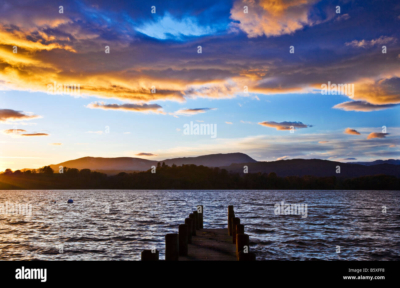 Sunset over Windermere in the Lake District Cumbria England UK Stock ...
