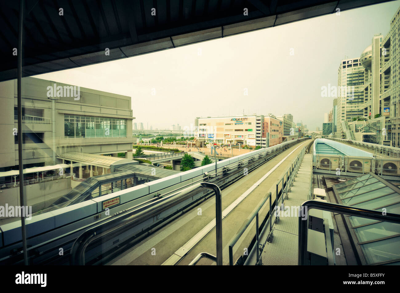 Tracks of Automated guideway transit train (Yurikamome Line) as seen ...