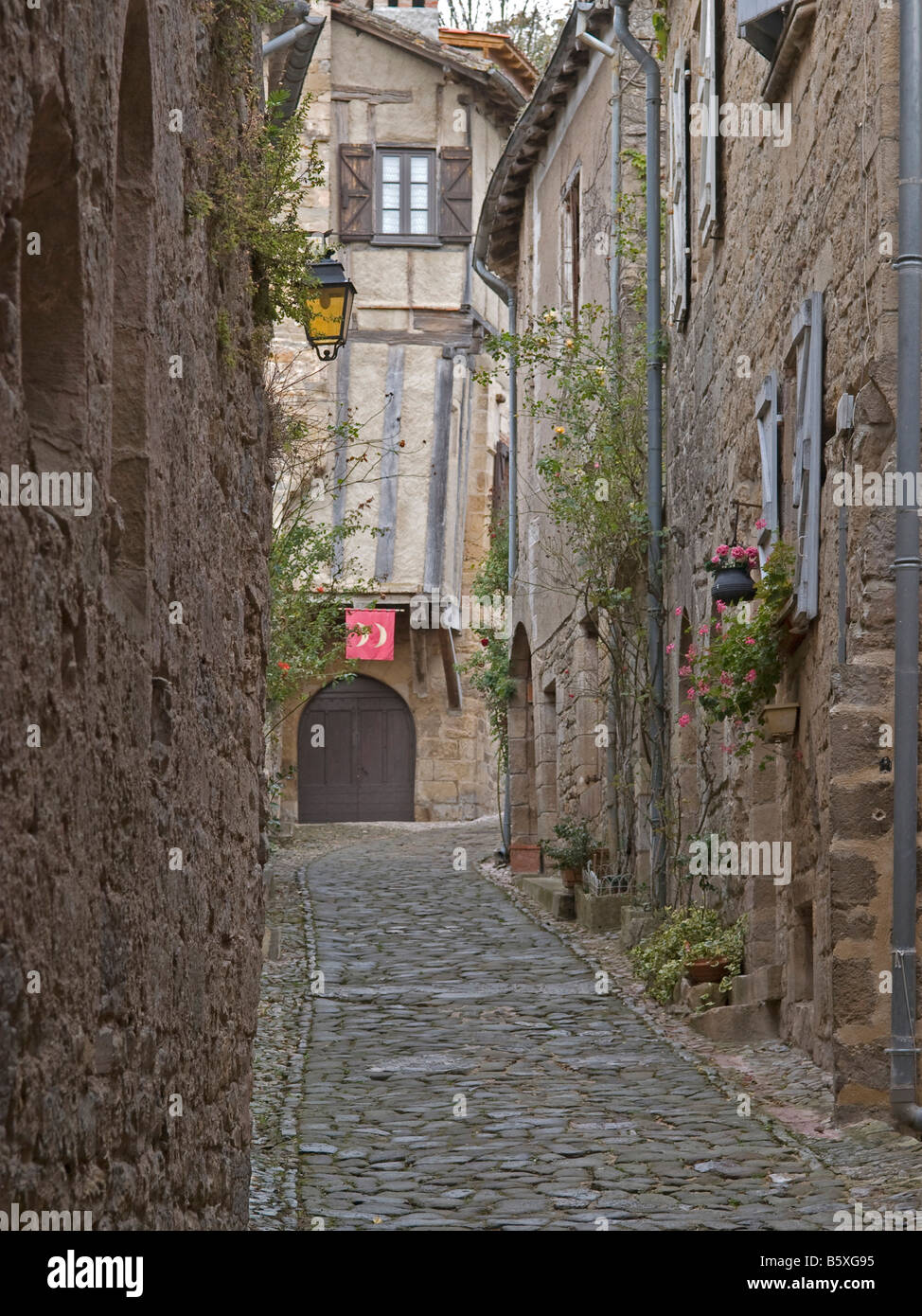 stony alley old houses at town Penne d Agenais Lot et Garonne France ...