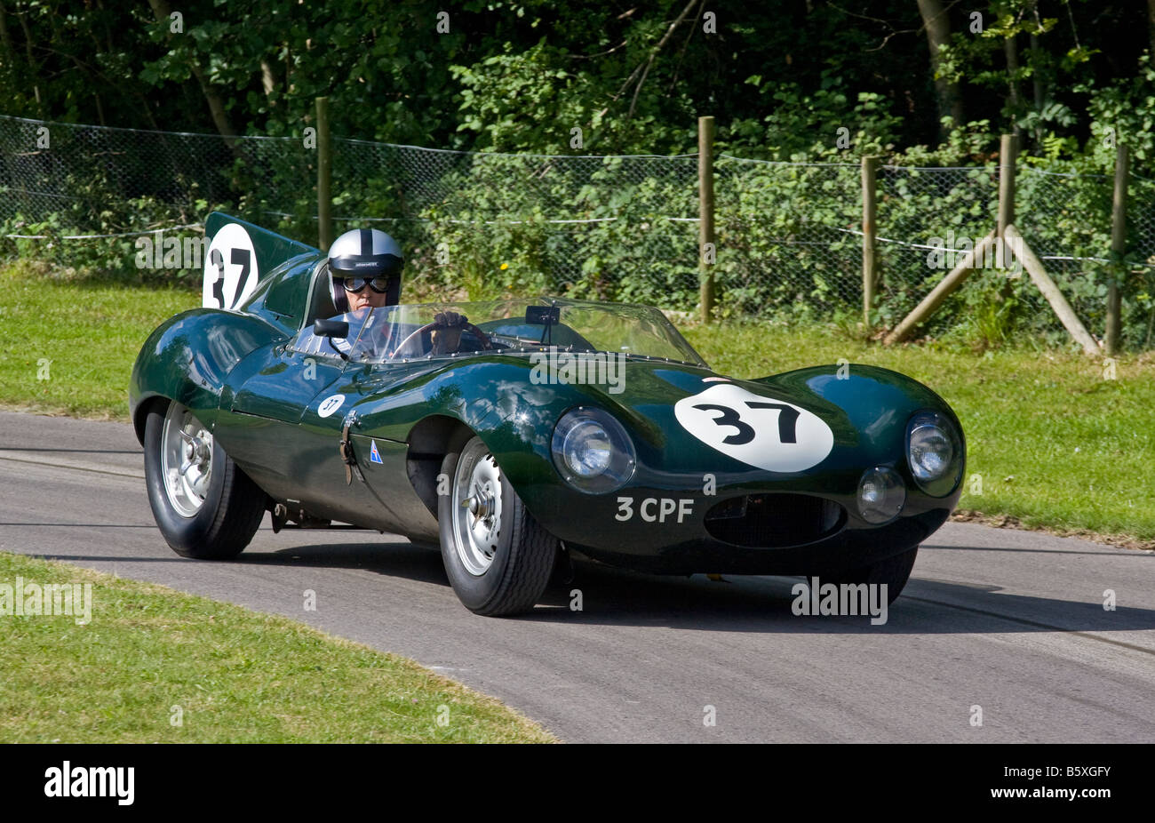 1954 Jaguar D-type Le Mans entrant with driver Lukas Huni at Goodwood ...