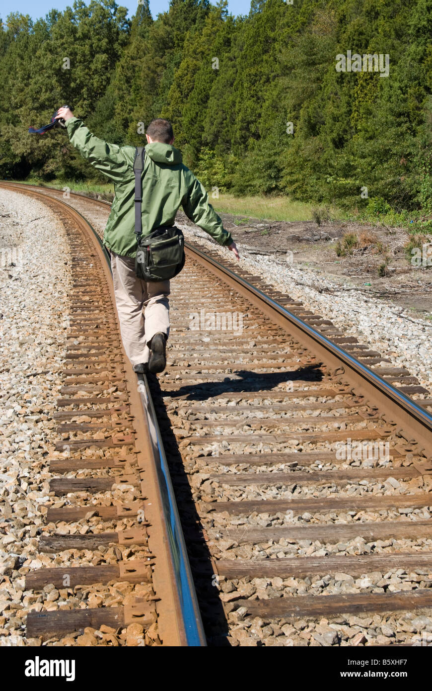 Walking on the rail hi-res stock photography and images - Alamy