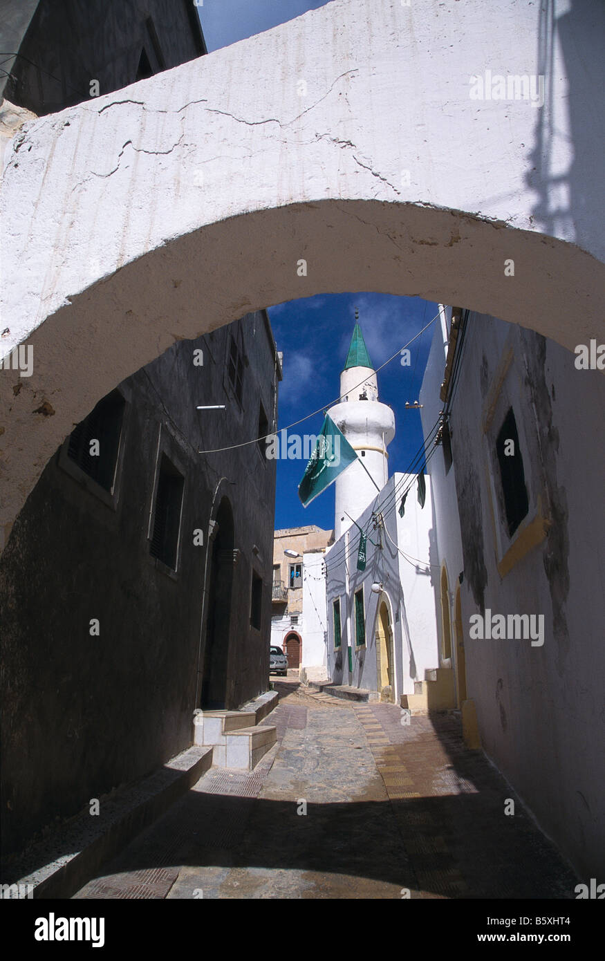 Libya Tripoli an alleyway and a mosque at the old Medina in Tripoli ...