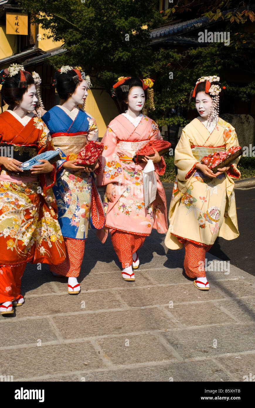 Maiko apprentice of Geisha dressed in Kimono KYOTO Japan Stock Photo ...