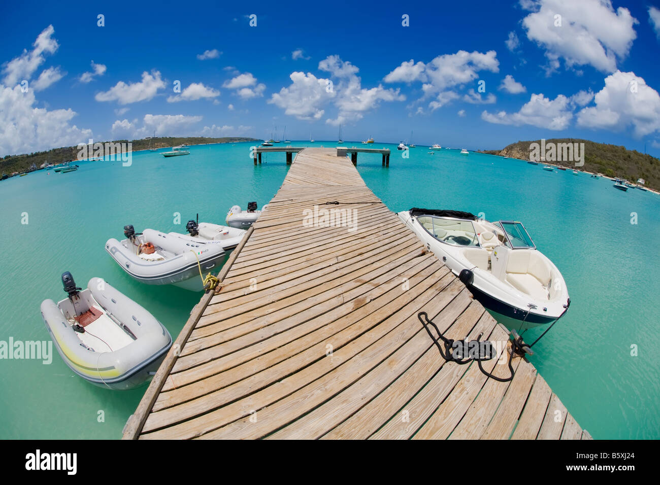 Public dock on Road Bay in Sandy Ground area on the caribbean island of ...