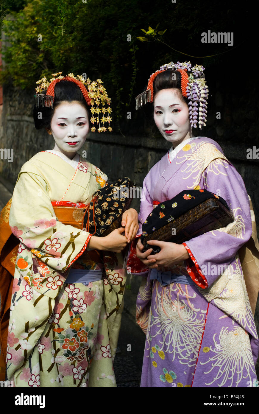 Maiko apprentice of Geisha dressed in Kimono KYOTO Japan Stock Photo ...