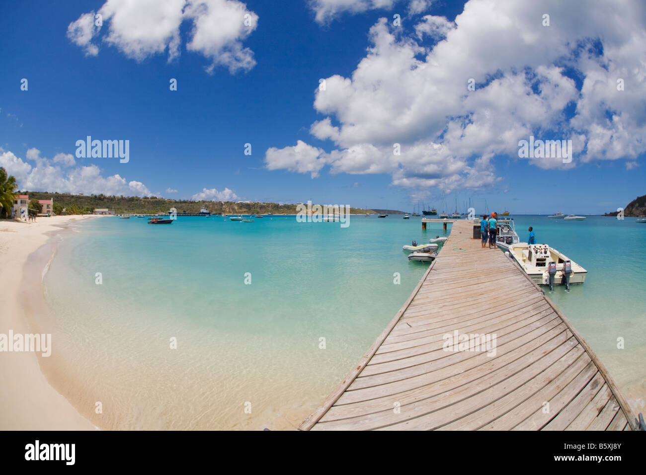 Public dock on Road Bay in Sandy Ground area on the caribbean island of ...