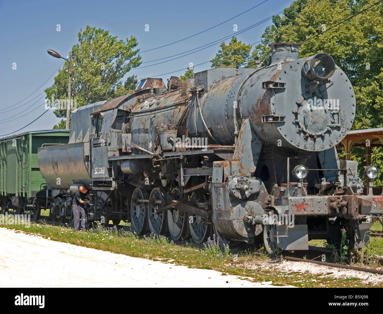 railway station with an ancient engine of an old train in Haapsalu ...