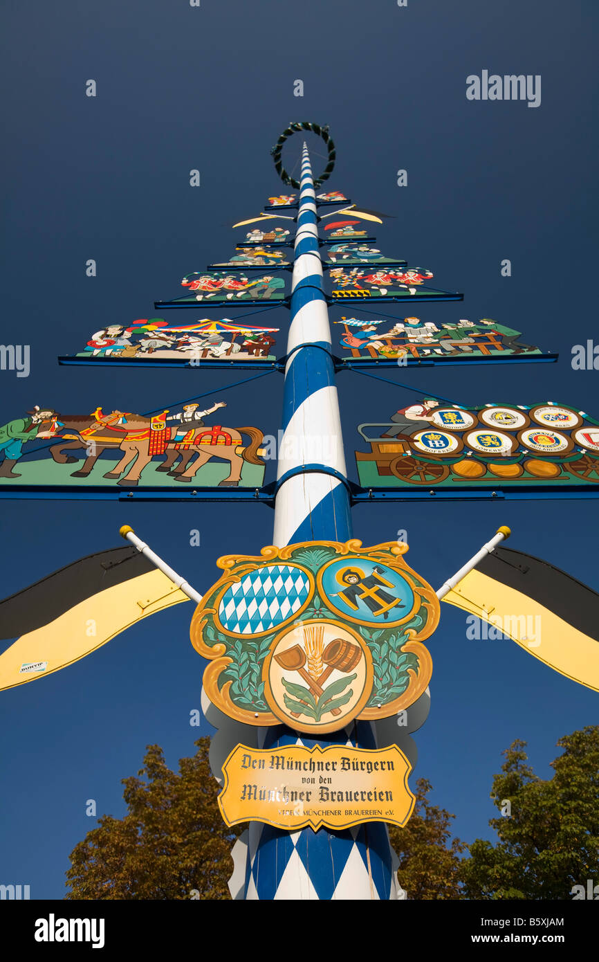 Maypole on the Viktualienmarkt in Munich Germany Stock Photo - Alamy