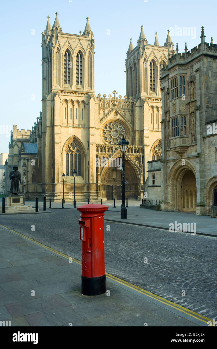 red pillar box (post box) outside Bristol Cathedral Stock Photo - Alamy