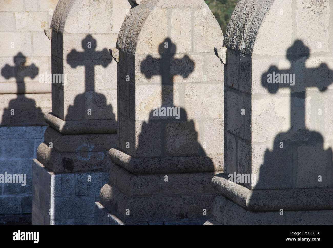 Shadows fall across religious monuments in Bolivia Stock Photo - Alamy