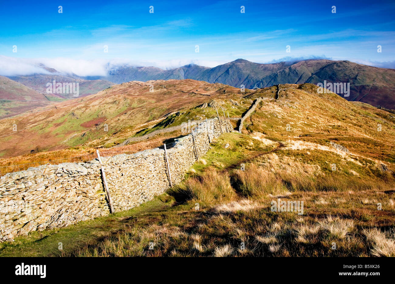 The view across the fells from Wansfell Pike in the Lake District ...