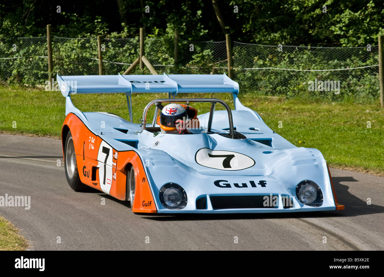 1973 Gulf Mirage-Cosworth GR7 driven by Derek Bell at Goodwood Festival ...