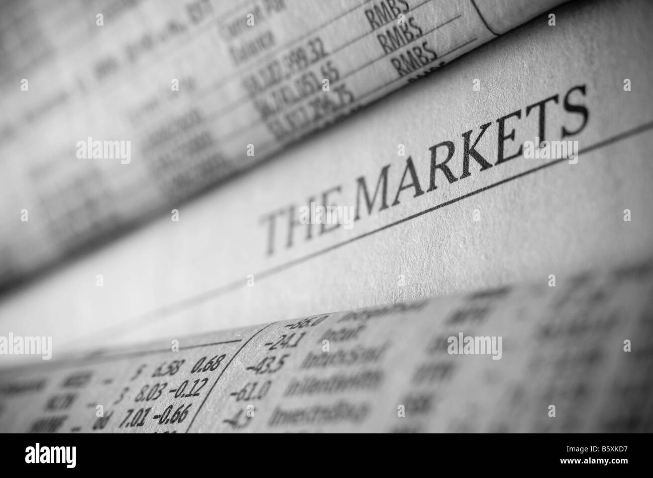 The financial business section of an investment newspaper Stock Photo ...