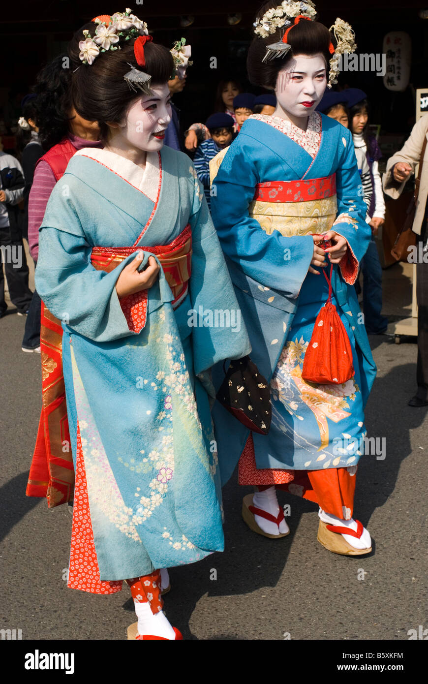 Maiko apprentice of Geisha dressed in Kimono KYOTO Japan Stock Photo ...