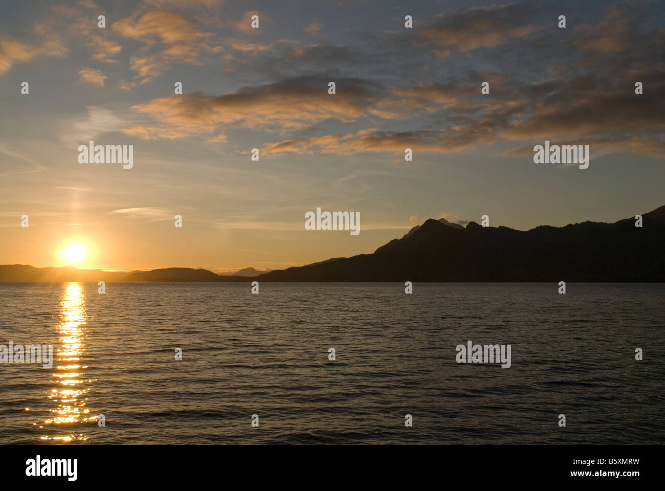 Sunset, Port Fidalgo Inlet, Alaska Stock Photo - Alamy