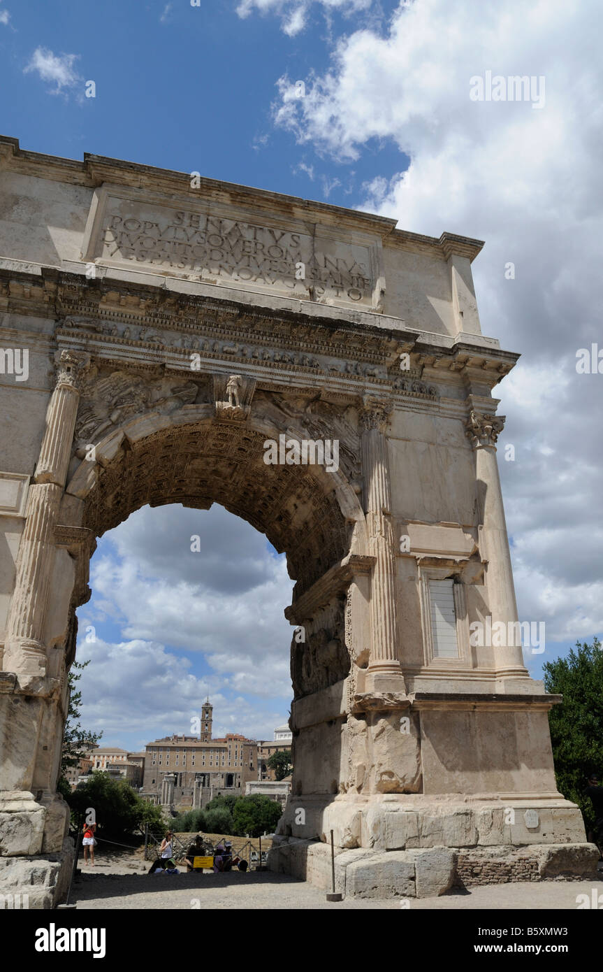 The Roman Forum with the Triumphal Arch of Titus, Rome Italy Stock ...
