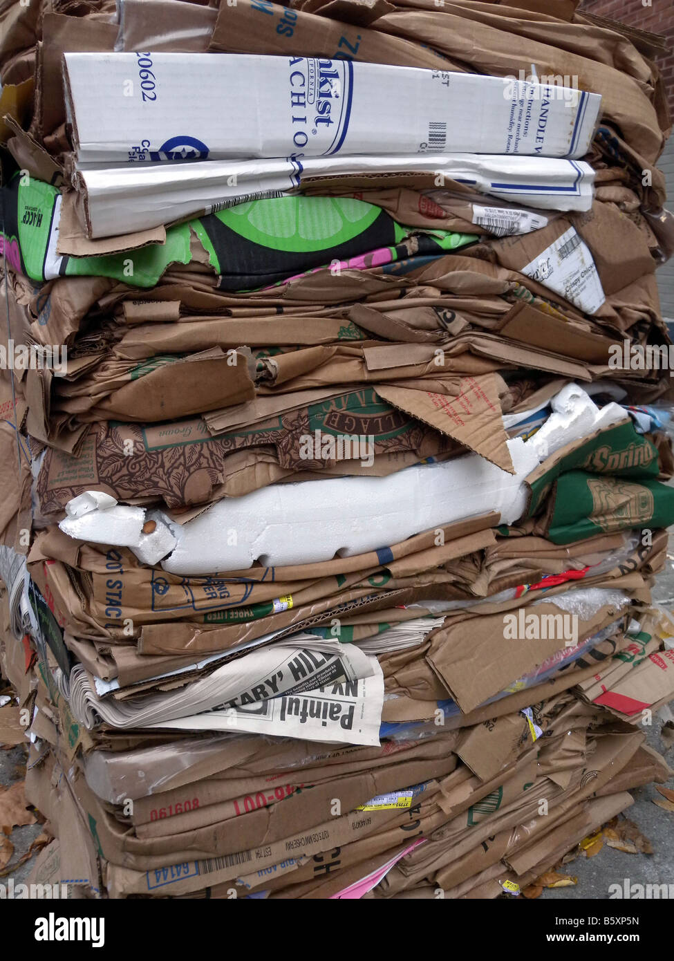 Commercial trash bundled and compacted for recycling on Sunday November ...