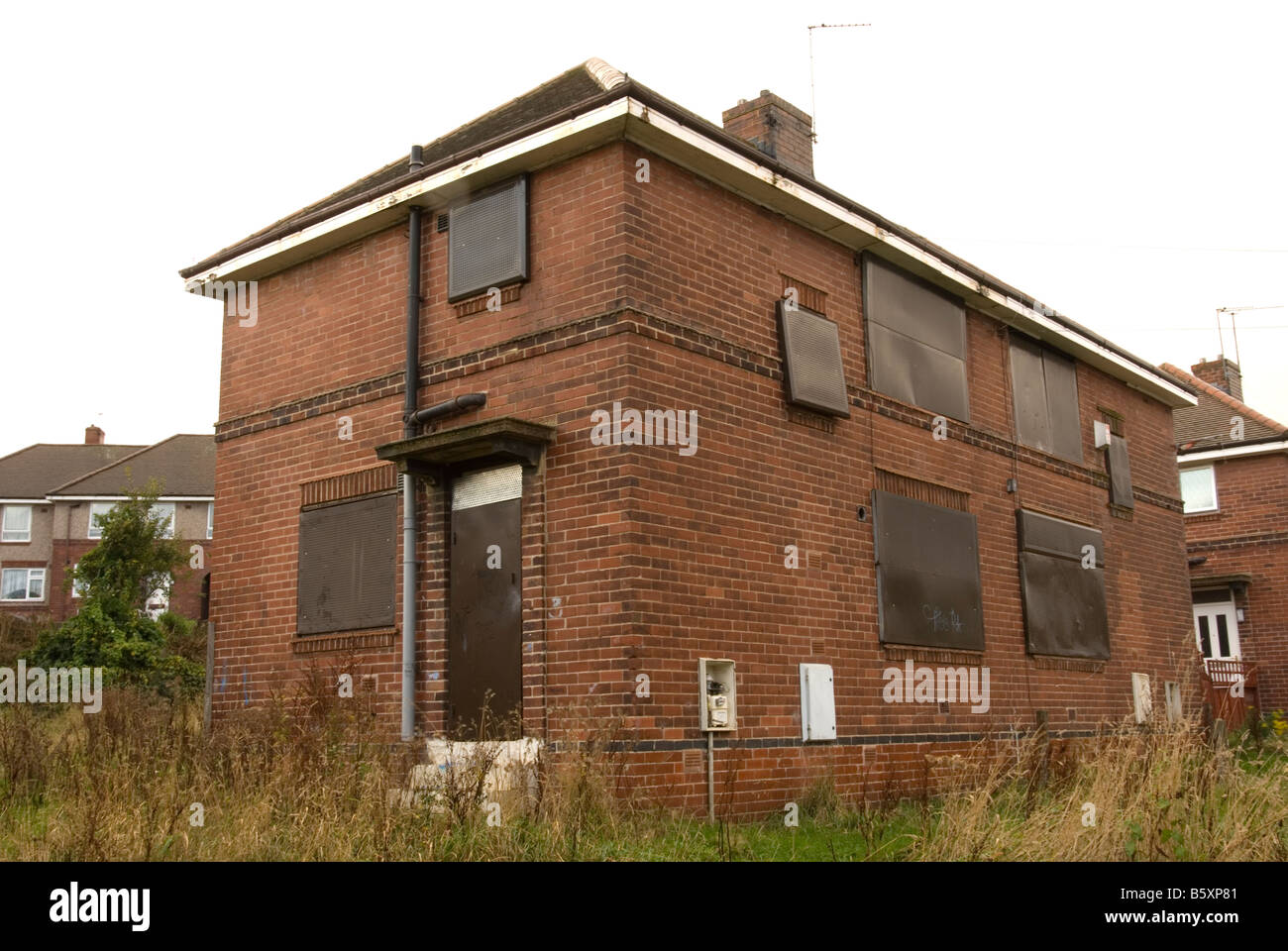 Front Side Exterior View of Two Adjacent Semi Detatched Houses Empty ...