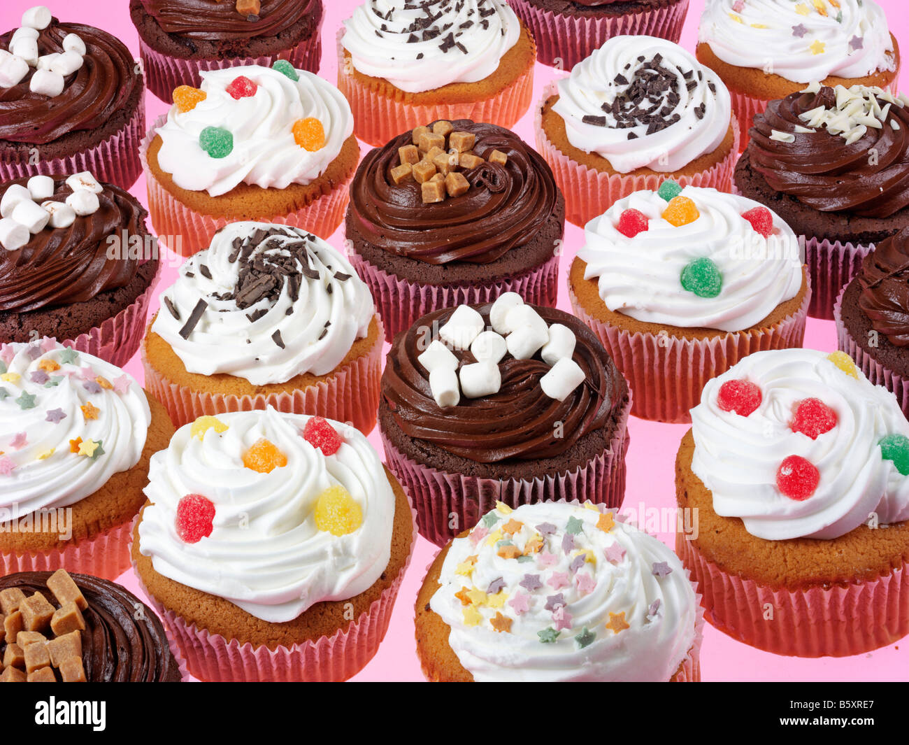 SELECTION OF DECORATED CUPCAKES Stock Photo - Alamy