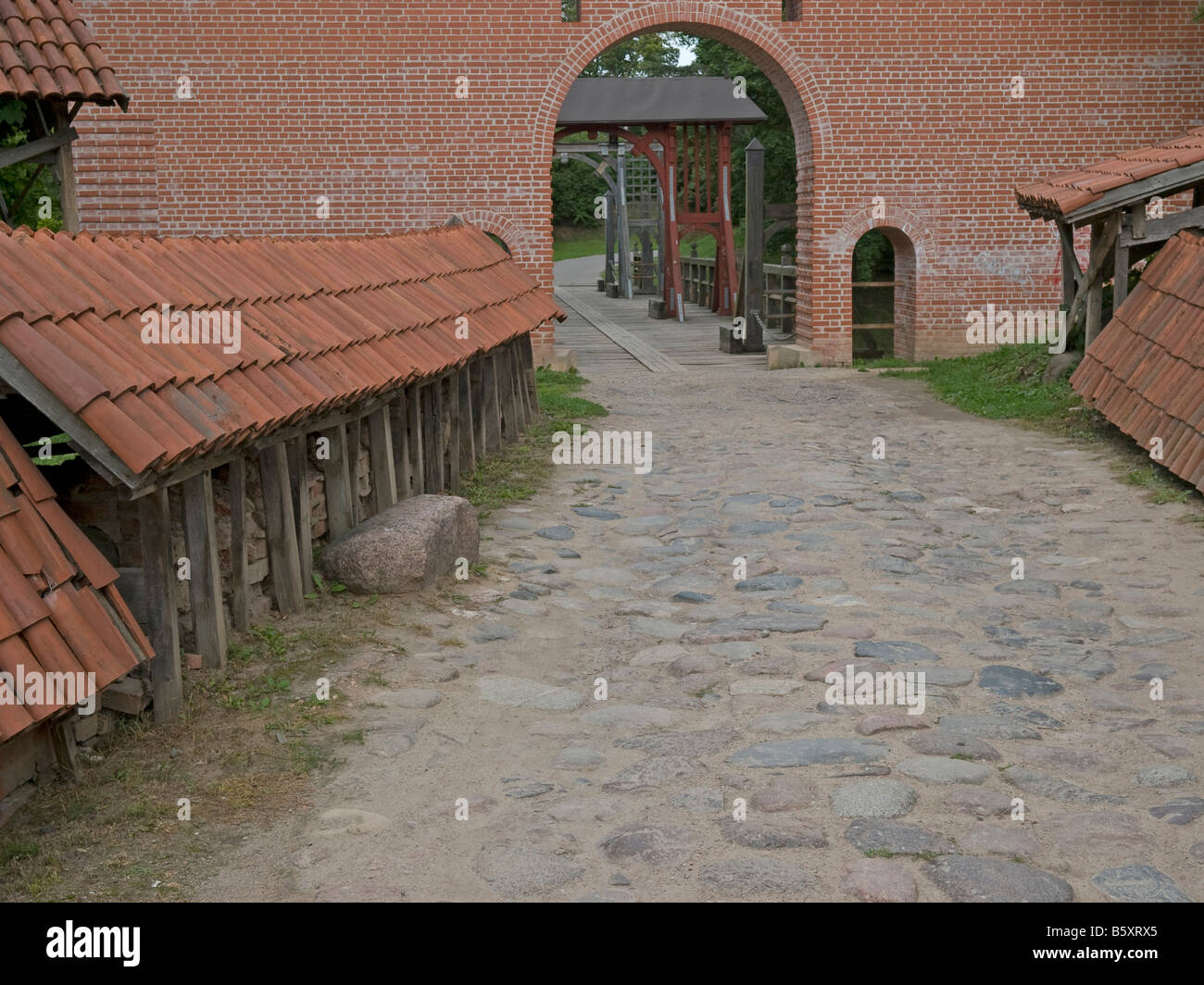 entrance gate to the castle of Birzai Lithuania Baltic states Stock ...