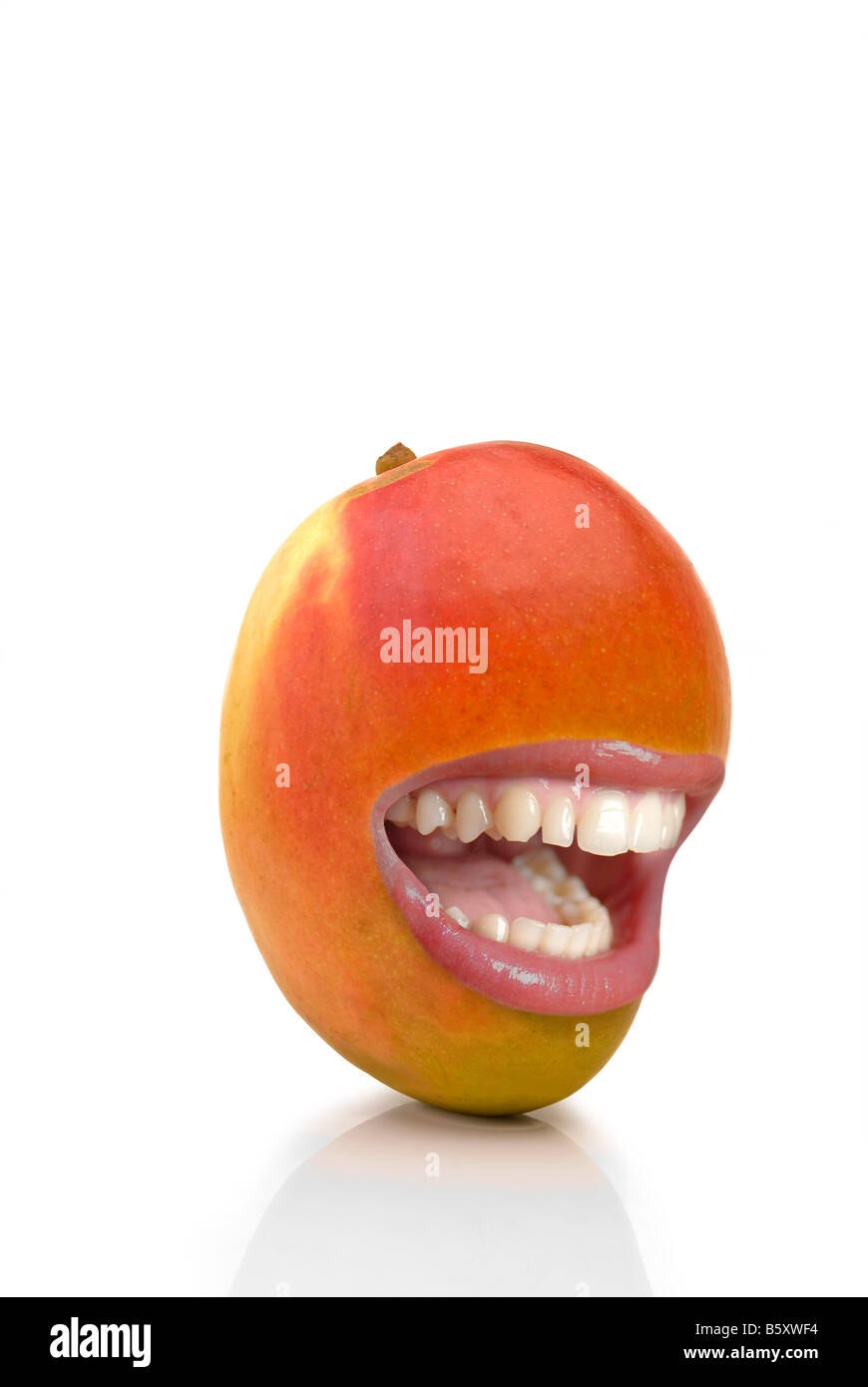 SMILING MANGO OVER WHITE BACKGROUND Stock Photo - Alamy