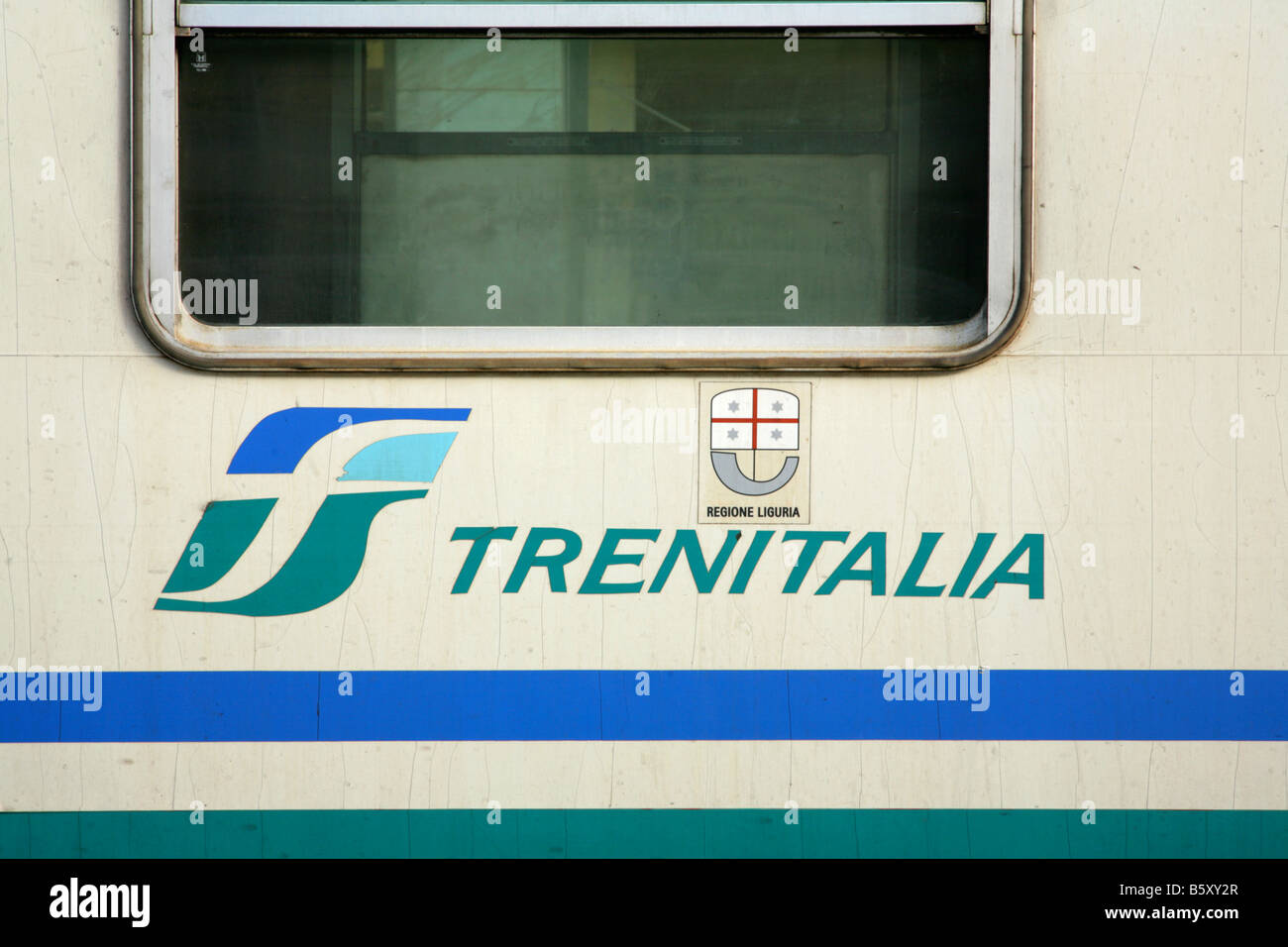 Detail of side of Italian Railways train Stock Photo - Alamy