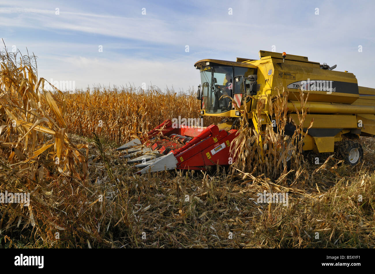 Cultivated rural works working harvester crops combine machine hi-res ...