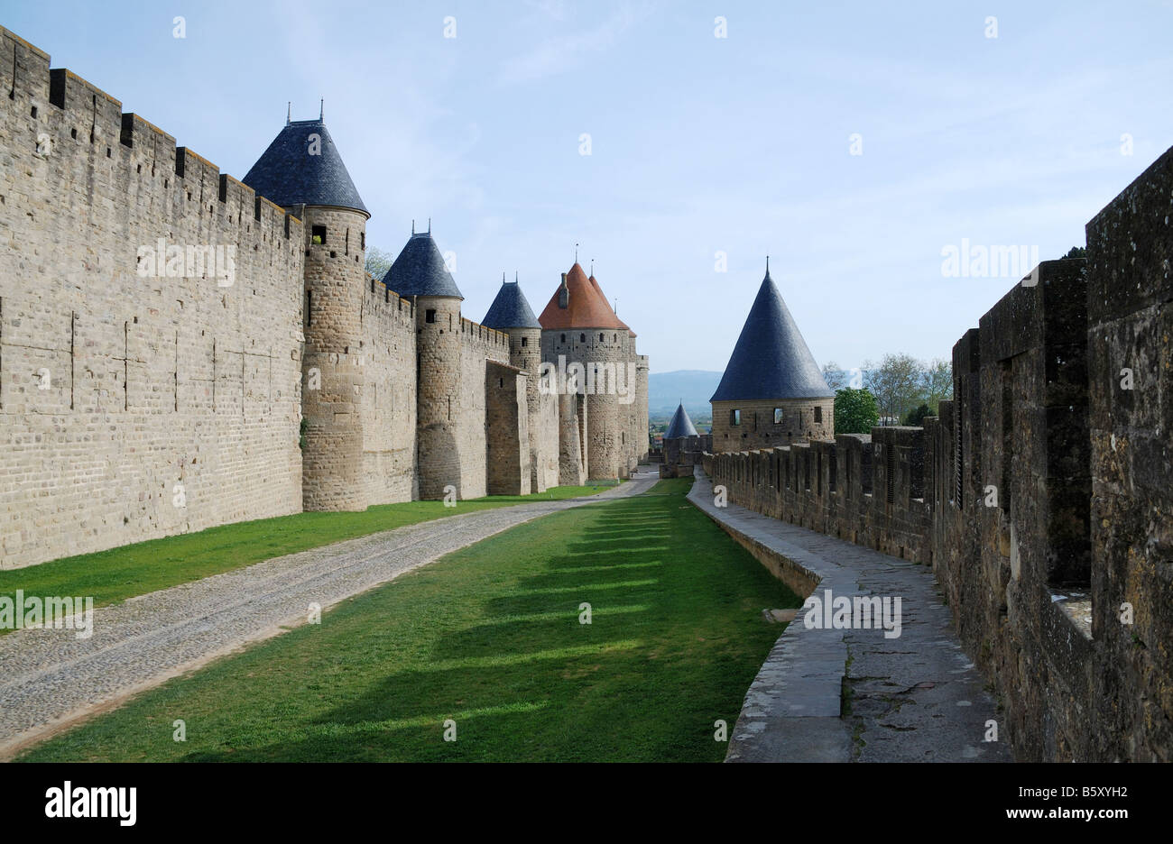 Road between inner defense wall with conic towers and outer frontier of ...
